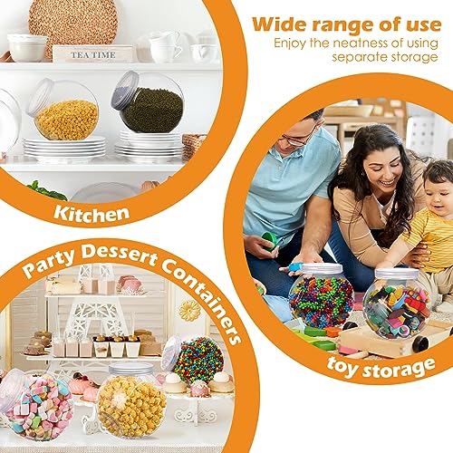 Sunnyray 18 Pcs Candy Jar Set 6 Pcs 71 oz Round Container Jars with Lids 6 Pcs Scoops 6 Pcs Tongs Plastic Containers for Cookies Snacks Candies Gifts Storage Containers Countertop Display Container