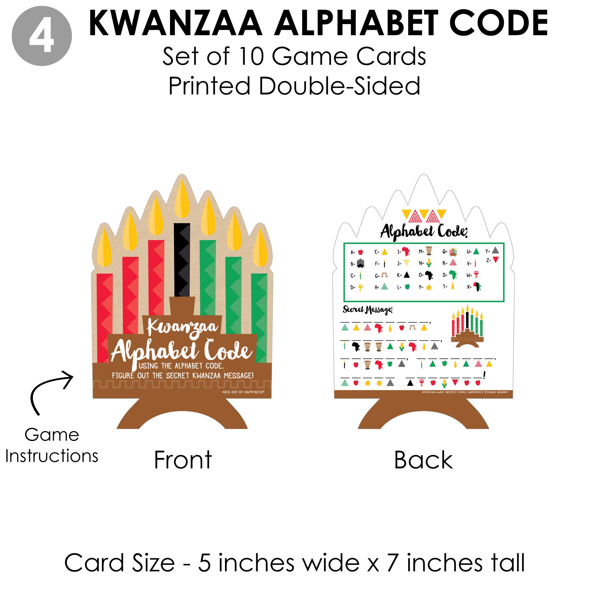 Big Dot of Happiness Happy Kwanzaa - 4 African Heritage Holiday Games - 10 Cards Each - Gamerific Bundle
