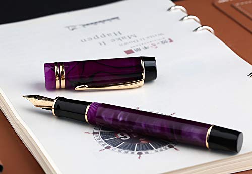 M600s Marble Purple Fountain Pen, Iridium Extra Fine Nib Writing Gift Pen