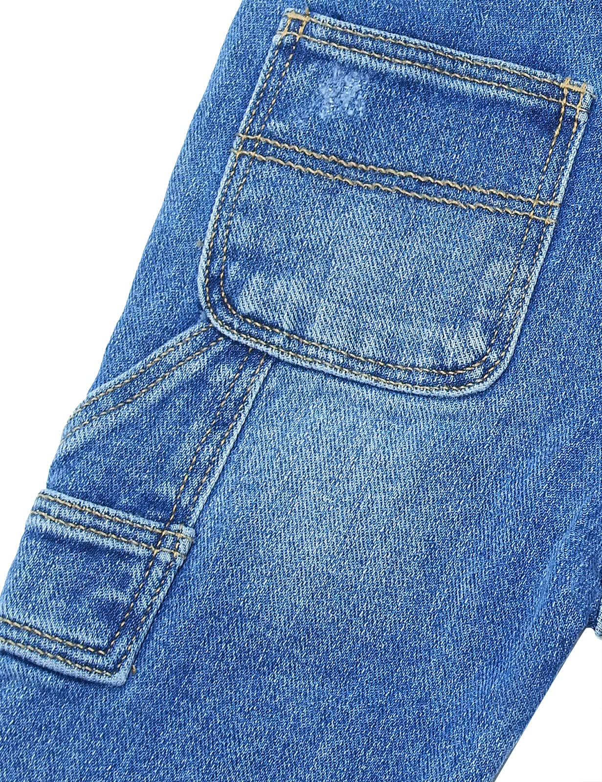 KIDSCOOL SPACE Denim Overalls,Baby Little Big Kids Hammer Loop on Jeans Dungarees Pants,Light Blue,12-18 Months