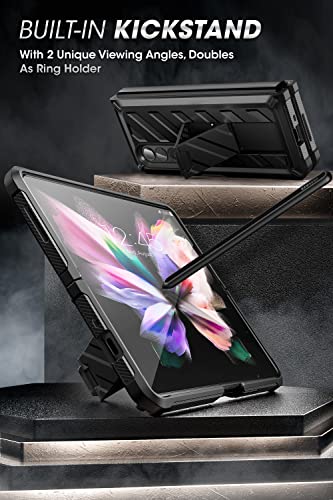 SUPCASE Unicorn Beetle Case for Galaxy Z Fold 3 5G (2021), Rugged Belt Clip Shockproof Protective Case with Built-in Screen Protector & Kickstand (Black)