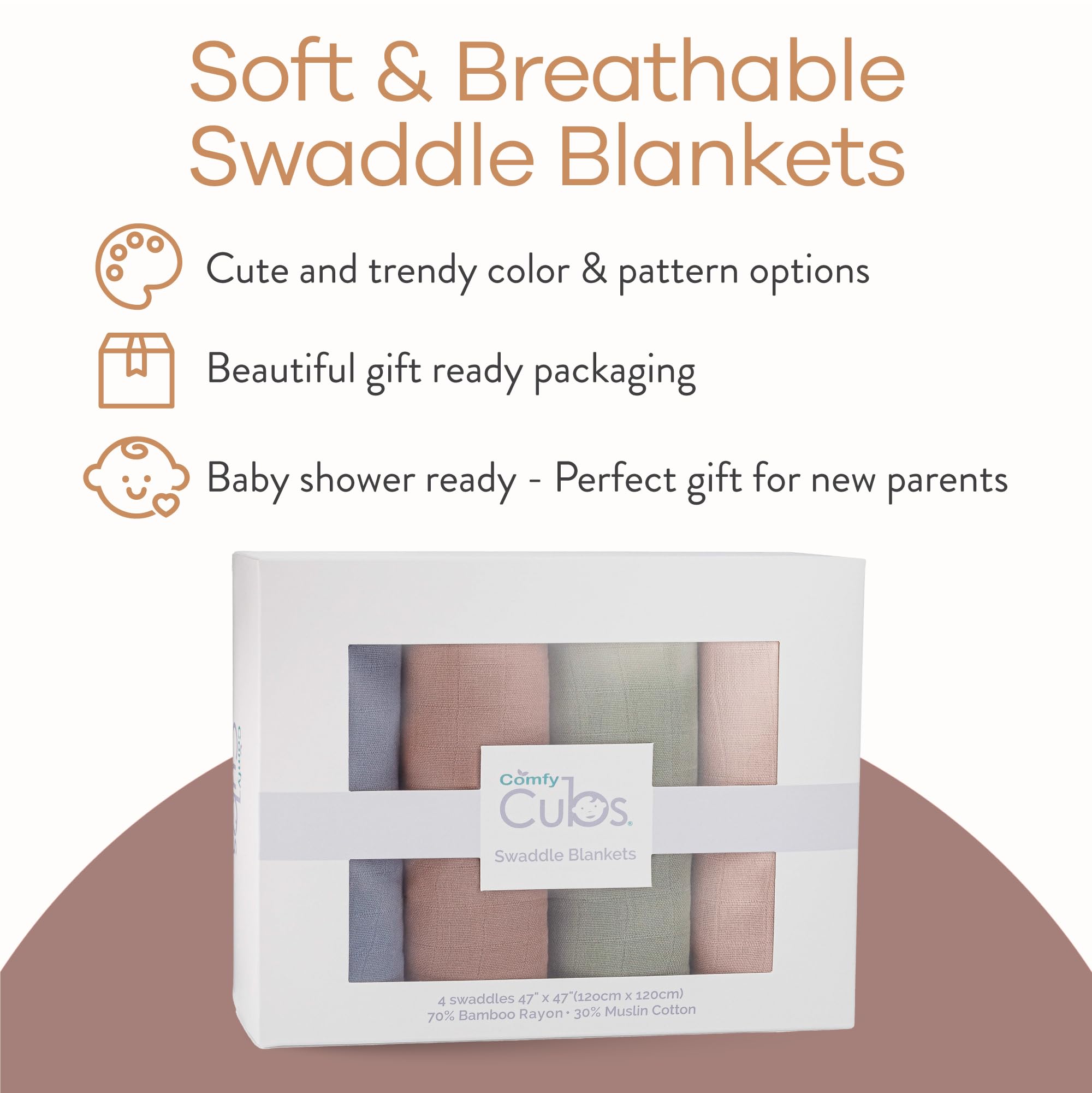 Comfy Cubs Muslin Swaddle Blankets and Diaper Caddy Organizer Bundled