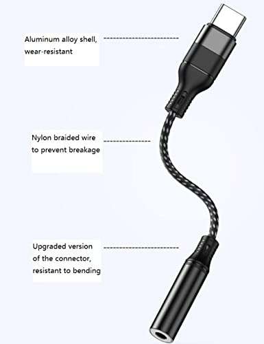 navor USB C to 3.5mm Headphone Jack Adapter Cable, Type C to Aux Audio Dongle Converter Adapter Compatible with Samsung Galaxy S22 S21 S20, Google Pixel 5, iPad Pro and More