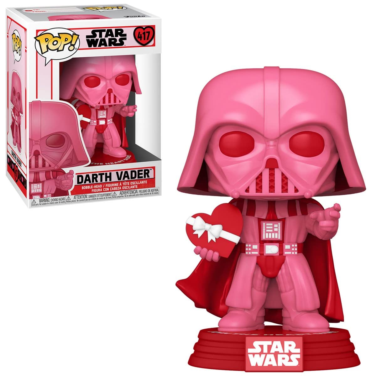 Star Wars: Valentines - Darth Vader with Heart Funko Pop! Vinyl Figure (Bundled with Compatible Pop Box Protector Case), Multicolor, 3.75 inches