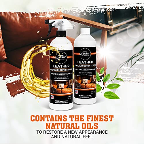 Fuller Brush Leather Cleaner Conditioner – Removes Surface Dirt & Protects Against Drying – Natural Oils Restore Appearance – Penetrates, Softens & Lubricates Leather Surfaces (Bottle with Sprayer)