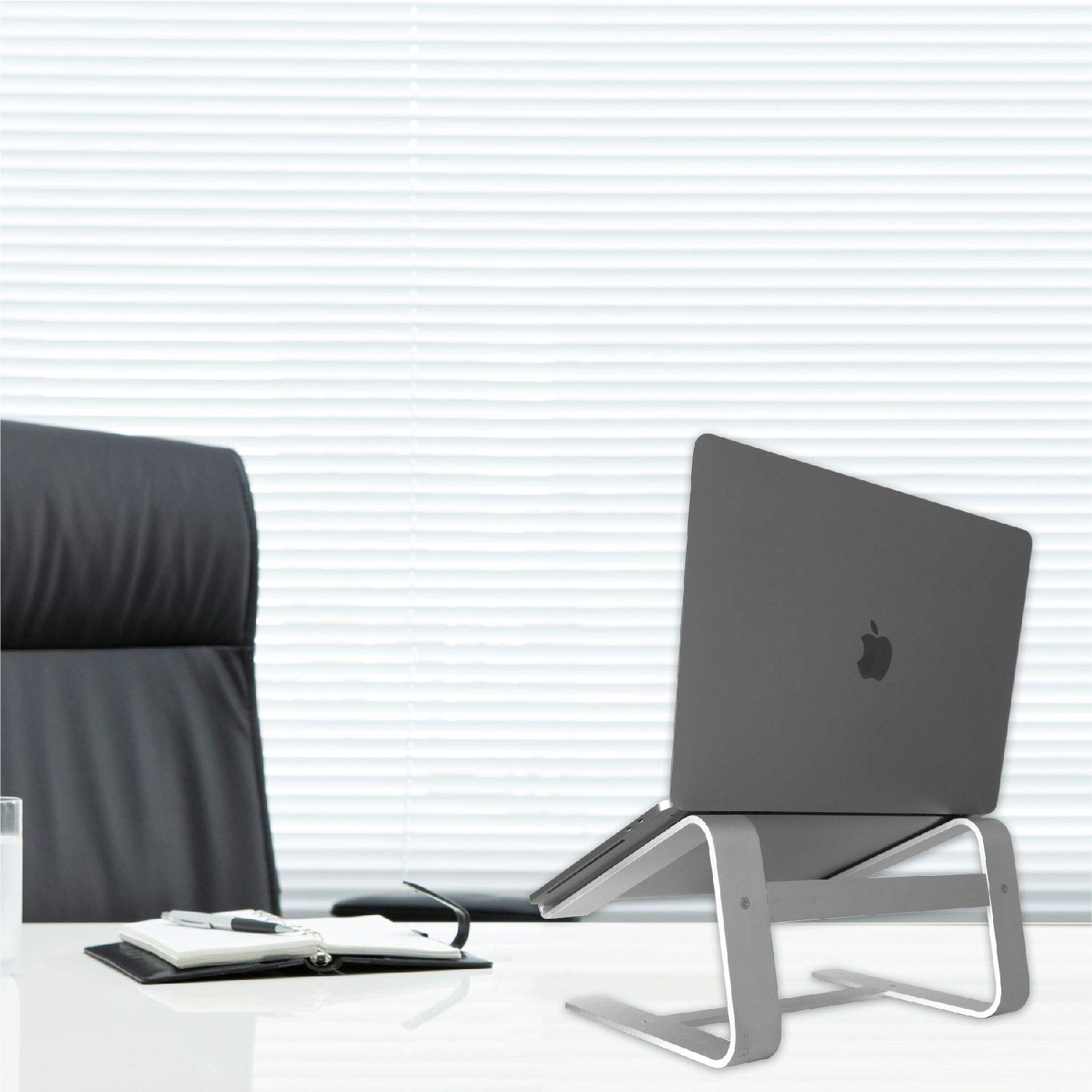 Macally Aluminum Laptop Stand for Desk - Works with all Macbook /Pro/Air & Laptops between 10” to 17.3” - Sleek and Sturdy Laptop Riser - (ASTANDSG), Space Gray