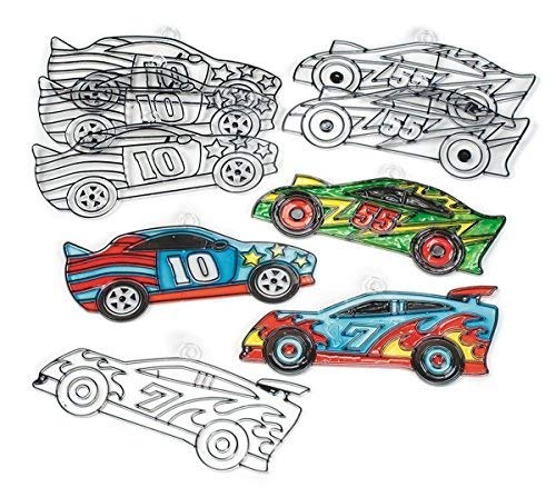 S&S Worldwide-P1130018 Race Car Sun Catchers (Pack of 12), 5-3/4inx2in