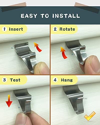 NACETURE Vinyl Siding Hooks Hanger - 20 Pack add 6 Pack Heavy Duty Stainless No-Hole Needed Vinyl Siding Clips for Hanging- Vinyl Siding Hooks for Outdoor Decorations