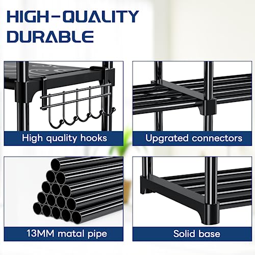 Mavivegue Metal Shoe Rack Organizer,8 Tiers Tall Shoe Shelf Storage,40-45 Pairs Vertical Large Boot Rack,Stackable Shoe Racks for Entryway, Closet, Garage, Bedroom,Cloakroom -Black