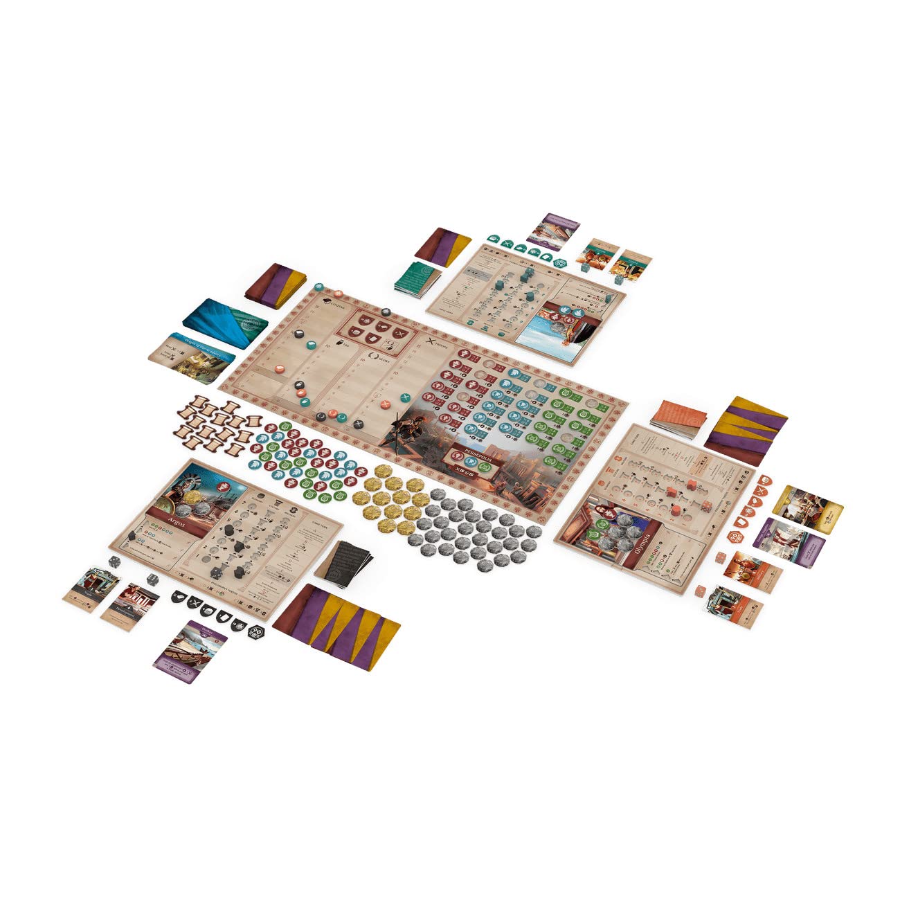 Iello: Khora, Rise of an Empire, Race to Development Game, Develop your City Faster and Better than Your Opponents, 2 to 4 Players, 75 Minute Play Time, For Ages 14 and up