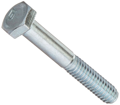 Steel Hex Bolt, Grade 2, Zinc Plated Finish, Hex Head, External Hex Drive, Meets ASME B18.2.1/ASTM A307, 2" Length, Partial Thread, 1/4"-20 UNC Threads (Pack of 100)