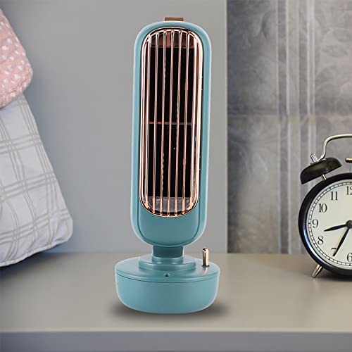Pssopp Table Fans,Desk Fan, Bladeless Mute Desktop Spraying Fans with USB Charging Portable Mini Vintage Tower Shape Humidification Table Fan for Office Home (Green)