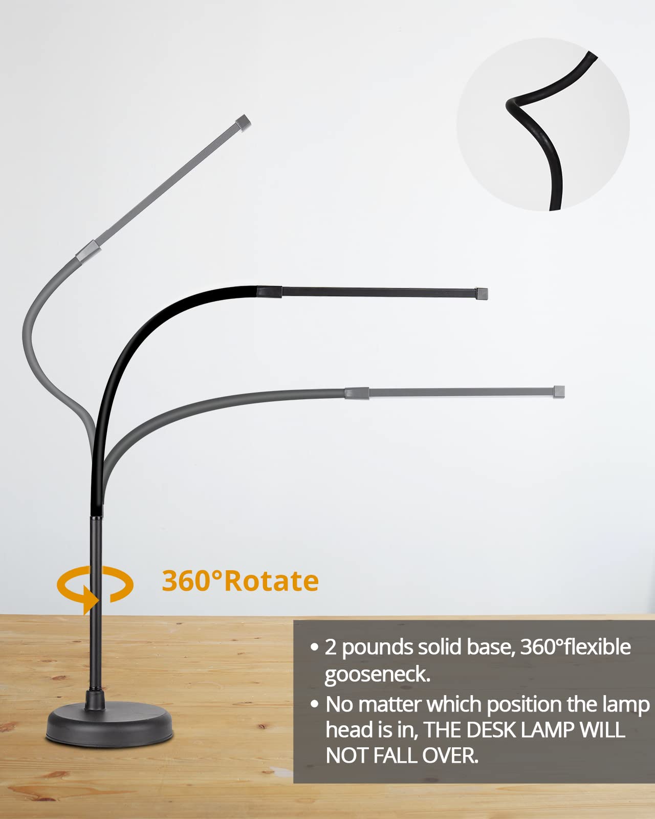 CIVHOM LED Desk Lamp, Swing Arm Architect Task Lamp with Long Flexible Gooseneck, 3 Color Modes, and USB Adapter, Dimmable Desk Light for Home/Office/Drafting/Reading/Piano