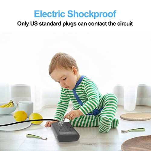 ESHLDTY USB Outdoor Power Strip, 6 FT Waterproof Extension Cord with 6 Outlets and 3 USB Ports, Wall Mountable for Outdoor and Indoor B3-1-6FT-BLK Black 9.06" L x 4.72" W x 1.38" H