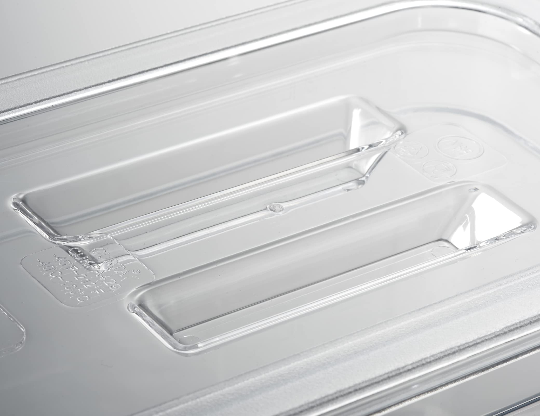 CURTA 6 Pack Food Pan Lids, 1/6 Size Polycarbonate Cover with Handle, Plastic Clear