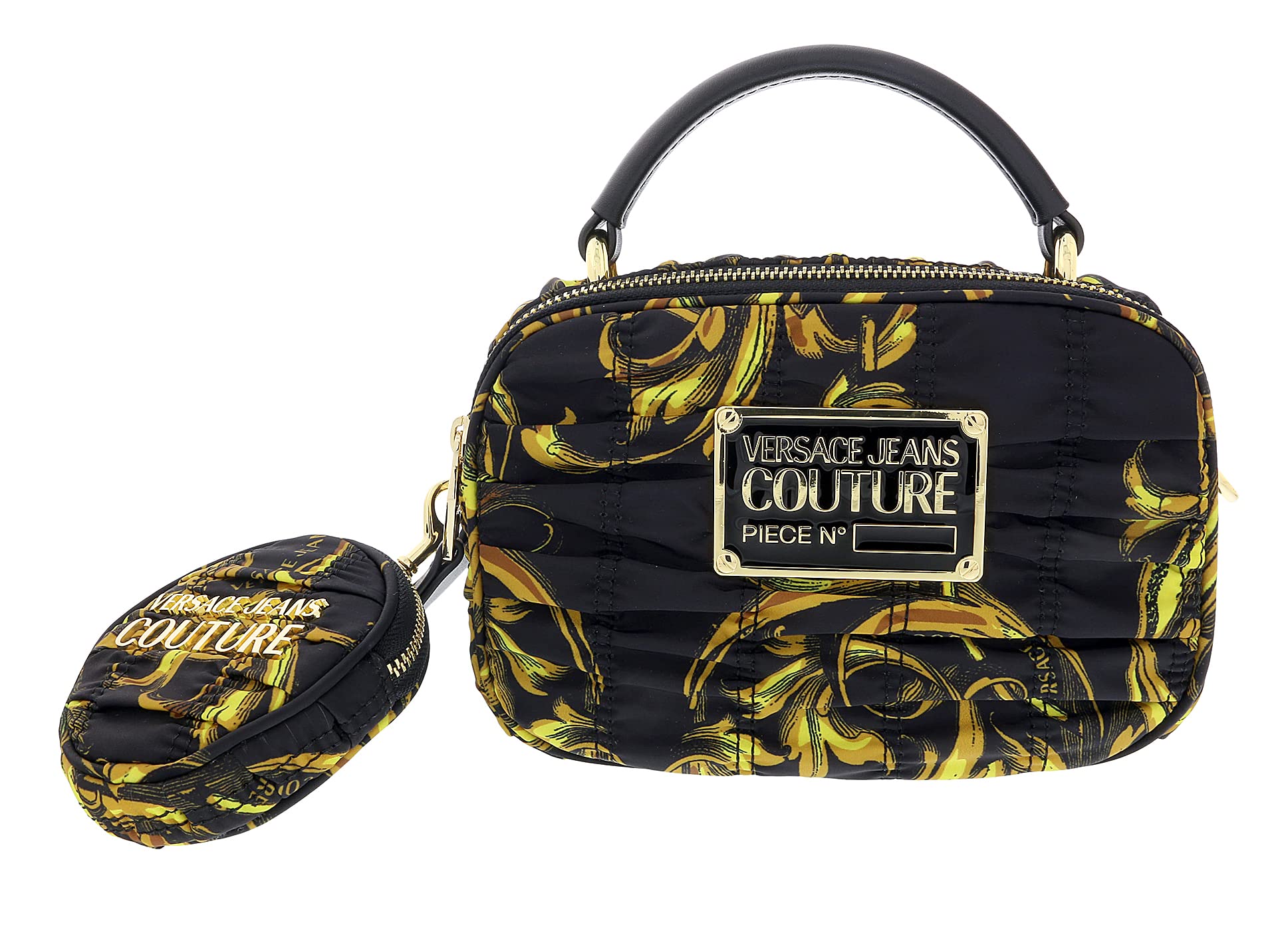 VERSACE JEANS COUTURE Black/Gold Small Nylon Shoulder Bag with Coin Purse for womens