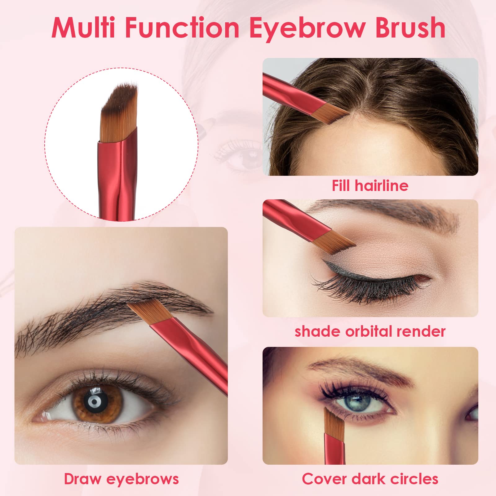 Cobee Multi Function Eyebrow Brush, Professional Eyebrow Brush 4D Hair Stroke Brow Stamp Brush Angled Eyebrow Hairline Brush Three dimensional Concealer Makeup Brush