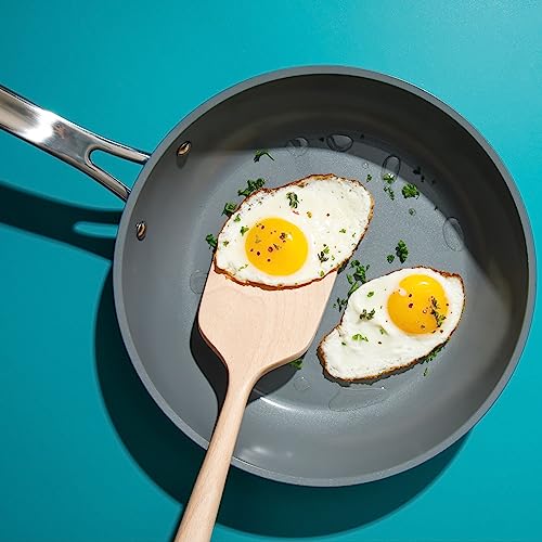 Sur La Table Kitchen Essentials 10 Piece PFA Free Non-Toxic Titanium Ceramic Nonstick Interior Forged Aluminum Cookware Pots and Pans Set - Linen White - Induction Compatible