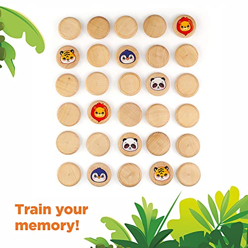 Ulanik Wild Animals Matching Memory Game for Toddlers Age 3 + Year Old Preschool Wooden Board Games for Kids 4-8 Learning & Education Toys β 30 Chips, 1.57 in