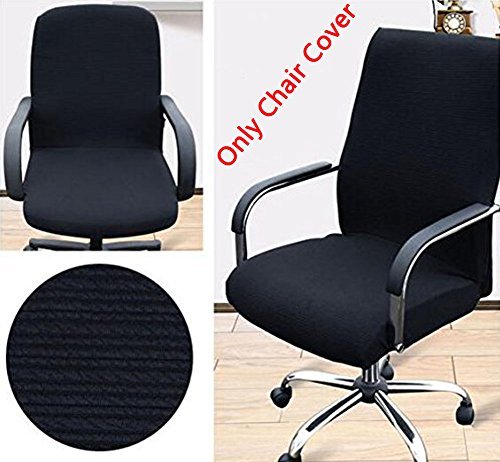 Trycooling Modern Simplism Style Chair Covers Cotton Office Computer Stretchable Rotating Chair Cover (Medium, Black)