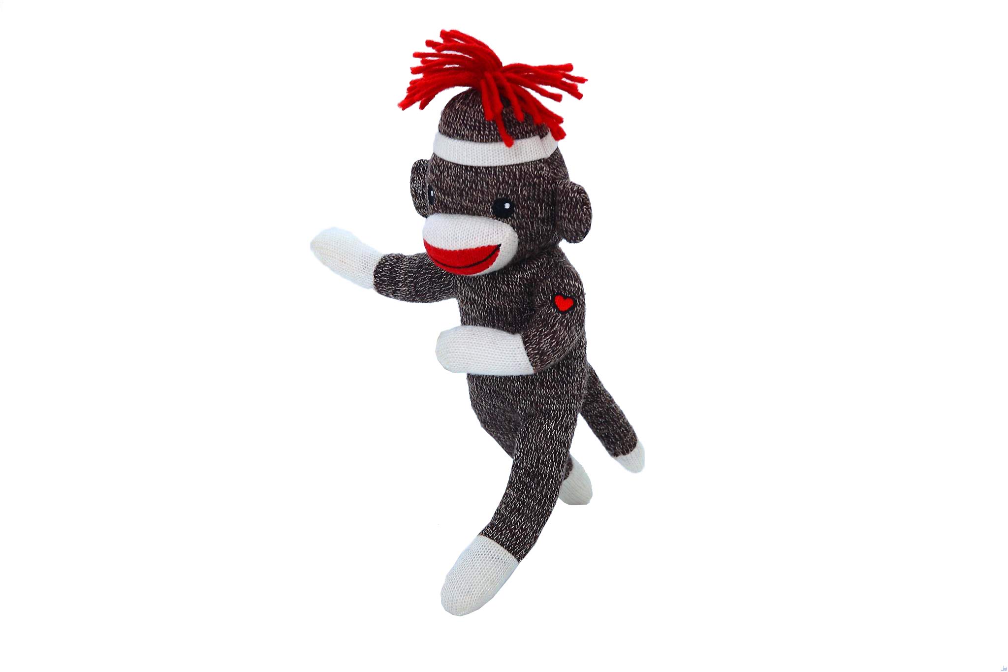Plushland Adorable Sock Monkey 8 Inches Tall - Soft Realistic Plush Knitted Stuffed Animal Toy Gift - for Kids, Babies, Teens, Girls and Boys (Brown)