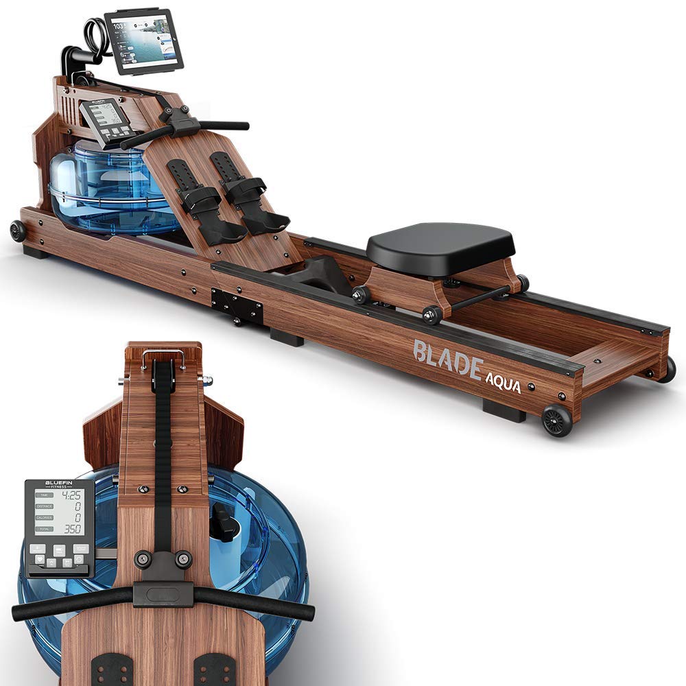 Bluefin Fitness Blade Aqua W-1 | Water Resistance Powered Rowing Machine | 100% Sustainable American Ashwood | Foldable Home Gym Equipment | LCD Console | Kinomap App Integration