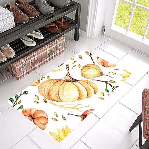 susiyo Doormat 30"x18" Fall Harvest Pumpkins Sunflowers Non-Slip Indoor Entryway Door Mat (Rubber Backing)