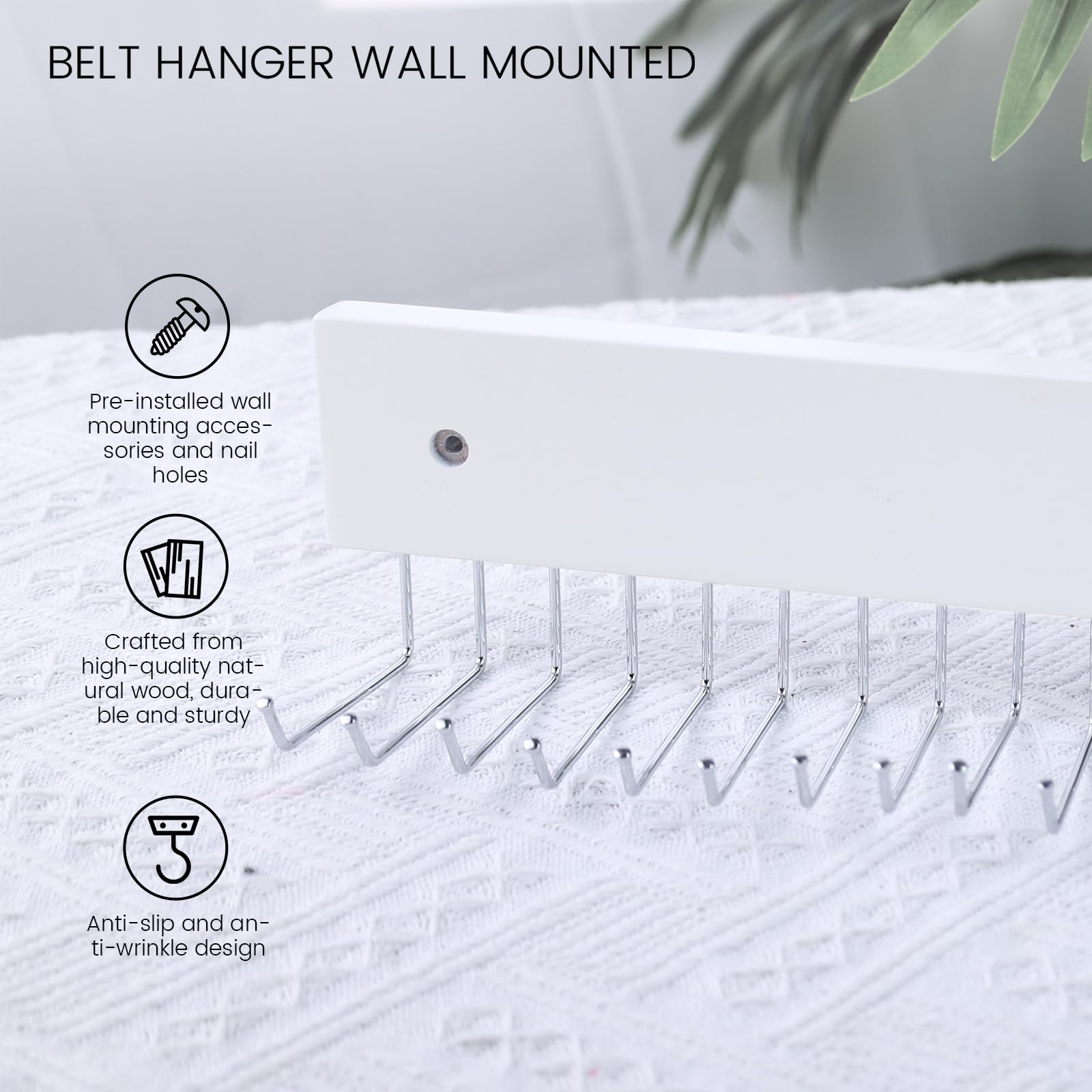 HAKDAY Tie Hanger Wall Mounted, 360°Rotating Tie Rack Belt Organizer Max 20 Storage for Belt,Ties,Purse,Scarves,Tank Top,Hats,Medals