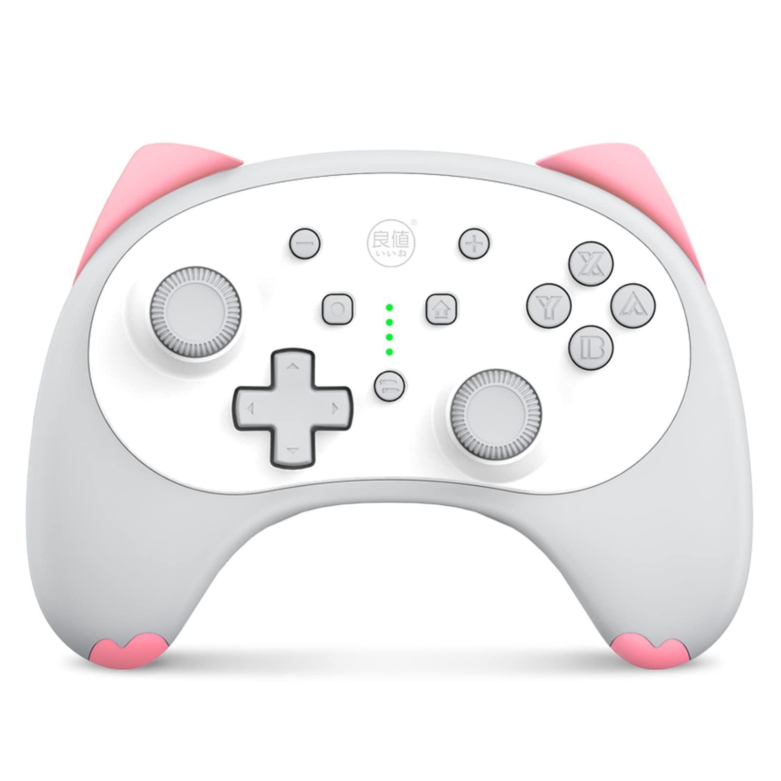 IINE Cute Switch Controller, Bluetooth Cartoon Kitten Switch Controllers Wireless, Kawaii Light Switch Gaming PC Controller with TURBO/Double Vibration Function, White