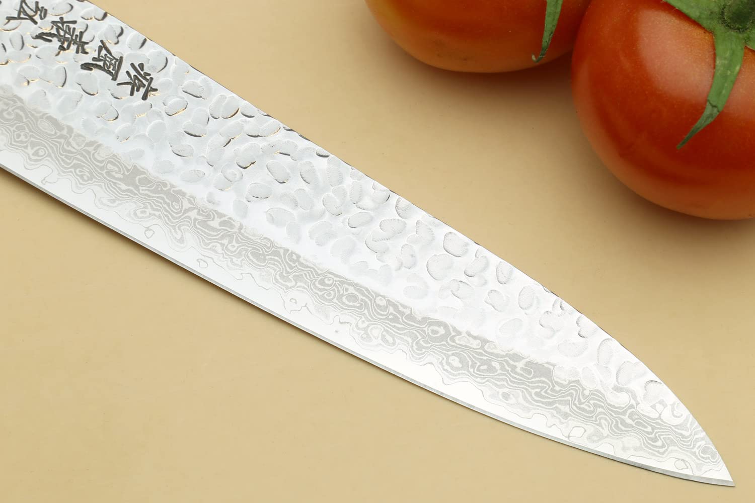 Yoshihiro 46 Layers Hammered Damascus Gyuto Chef Knife and Petty Utility Knife SET (Gyuto 8.25'' (210mm) & Petty 6'' (150mm), Rosewood Handle)