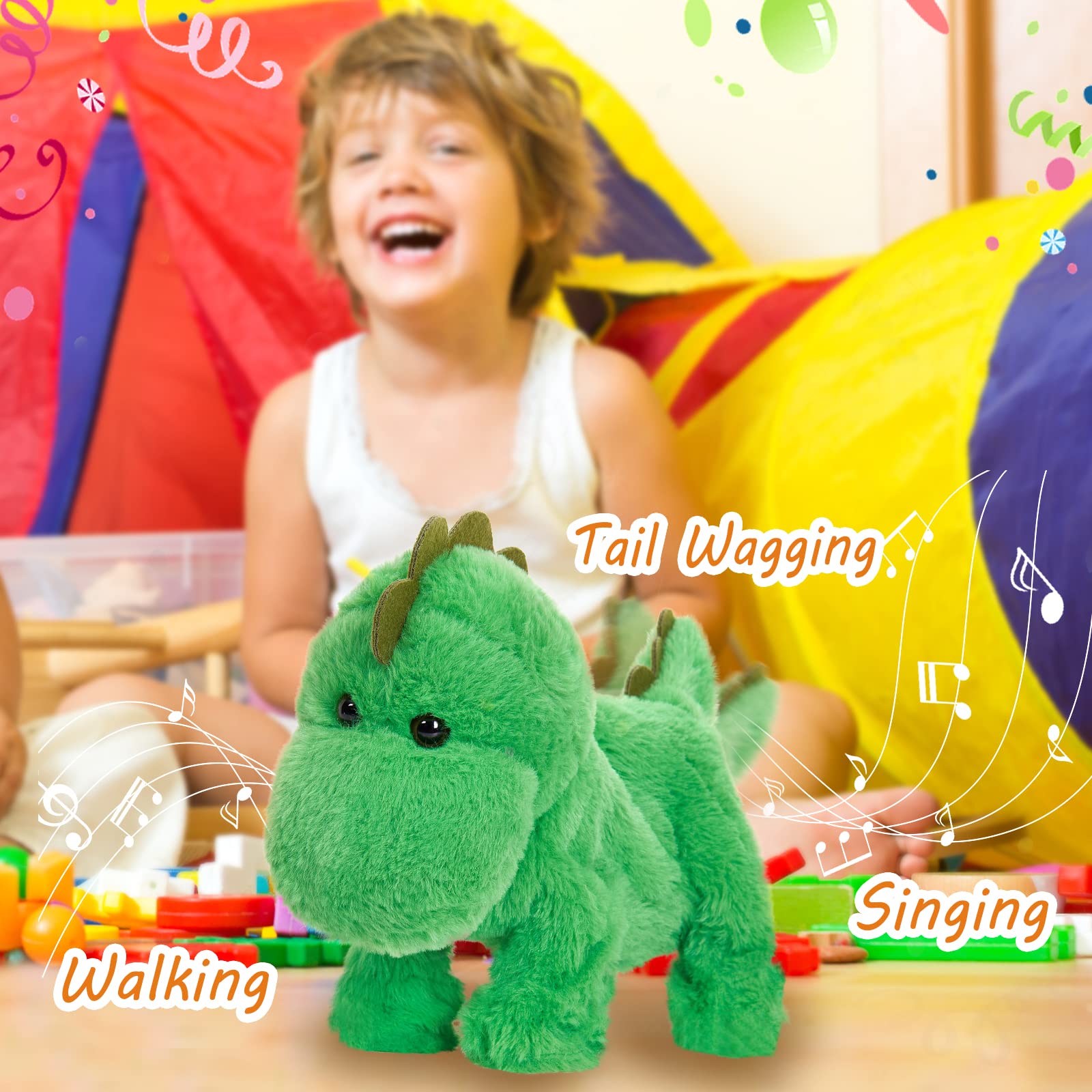 CozyWorld Walking Electronic Elephant Plush Electric Singing Interactive Animated Elephant Funny Plush Toys Tail Wagging Elephant Stuffed Animal Birthday Gifts for Kids,10“