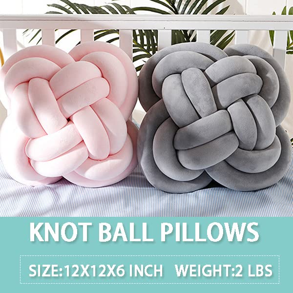 NDIAO Knot Ball Pillows Dark Grey Velvet Knot Pillow Ball for Sofa 12x12 Round Knot Throw Pillows Soft Decorative Cushions Bedroom Decor