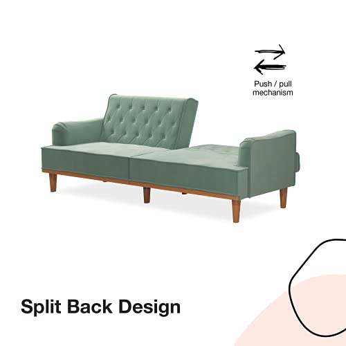 Mr. Kate Stella Vintage Convertible Sofa Bed Futon, Teal Velvet