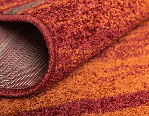 Unique Loom Autumn Collection Modern Contemporary Casual Abstract Area Rug, Rectangular 5' 0 x 8' 0, Terracotta/Burgundy Border