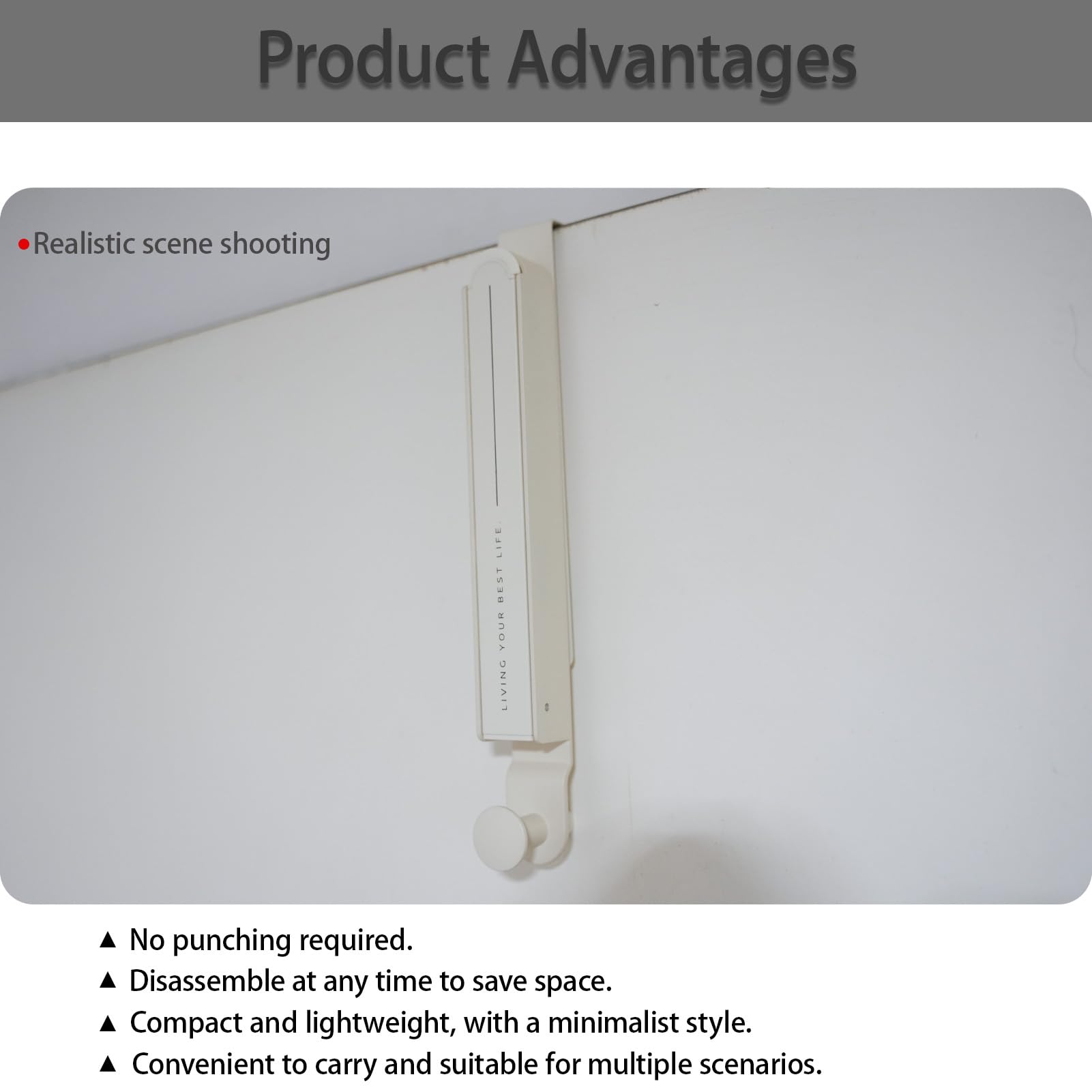 FCWVP Aluminum Alloy Folding Clothes Drying Rack - Over The Door Hanger with Retractable Rod, Foldable, Portable, Space-Saving Bathroom Accessories and Towel Rack Organization