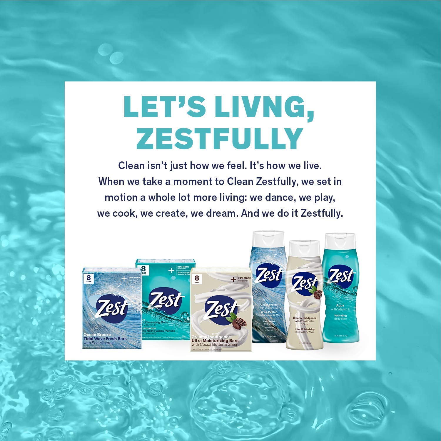 Zest Ocean Breeze Bar Soap - 8 Bars - Enriched With Sea Minerals - Rich Lathering Bars Leave Your Body Feeling Smooth And Moisturized with an Invigorating Scent