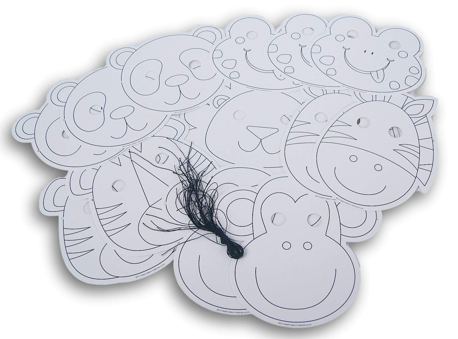 Playside Creations 10 Animal Masks Bulk - Pig, Horse, Cow, Sheep, Goat - Party Favors - 10 Count