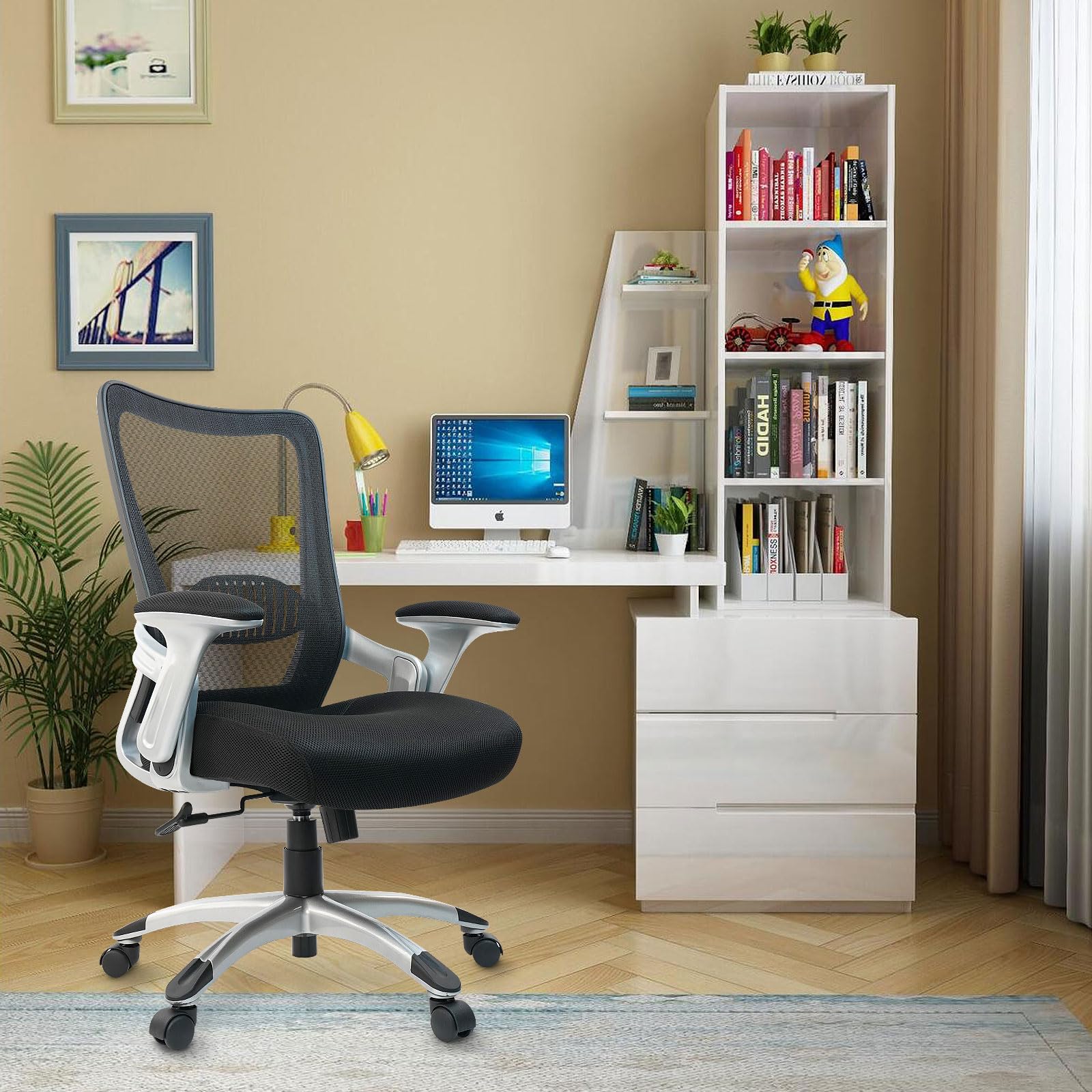 CLATINA Ergonomic Office Chair High Back Desk Chair with Independent Lumbar Support-3D Adjustable Armrest and Breathable Mesh Backrest for Long Time Sit,Thick Seat Cushion,Black