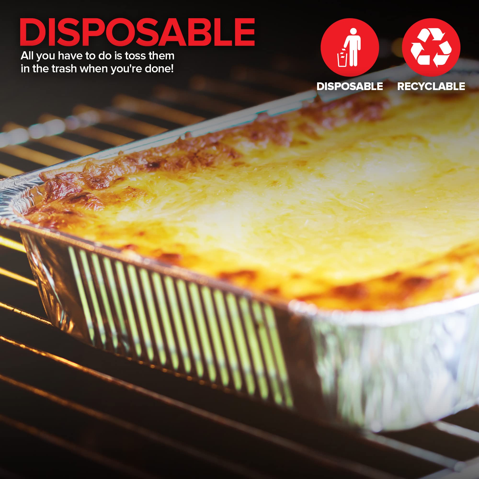 Chafing Dish Buffet Set with Cover Disposable - 21x13 (5 Pack) 9x13 & Lids (10 Pack) Aluminum Serving Trays, Catering Pans for Keeping Food Warm, Chaffing Dishes for Buffets and Parties, Warming Tray