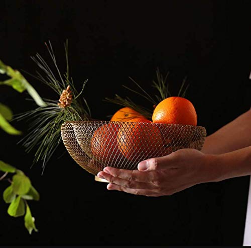Cq acrylic Fruit Basket For Kitchen,Fruit Basket With Banana Hanger,Fruit and Vegetable Storage Holder For Kitchen Countertop,Golden