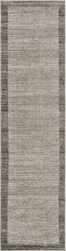 Unique Loom Del Mar Collection Area Rug - Abigail (2' 7" x 10' Runner, Light Gray/ Black)