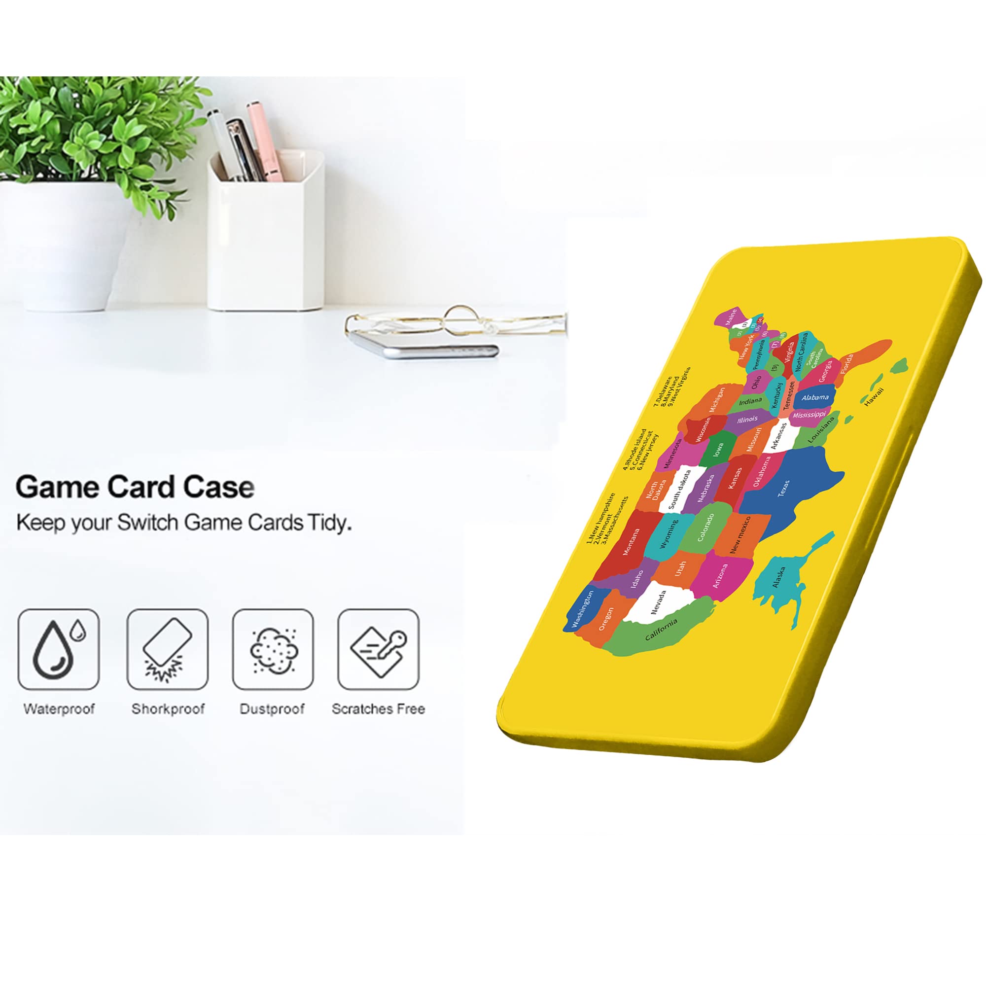 DAHAKII 2 Packs 24 Game Card Holder Storage Case Compatible with Nintendo Switch Game Case Holder Game Card Holder Case (Yellow)