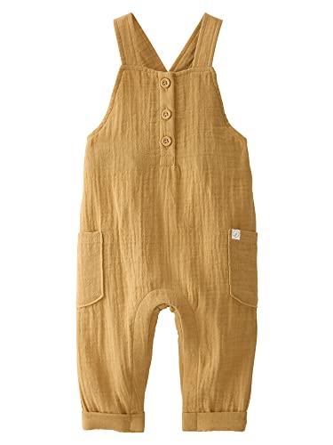 little planet by carter's unisex-baby Organic Cotton Gauze Overall Jumpsuit, Ochre, 24 Months