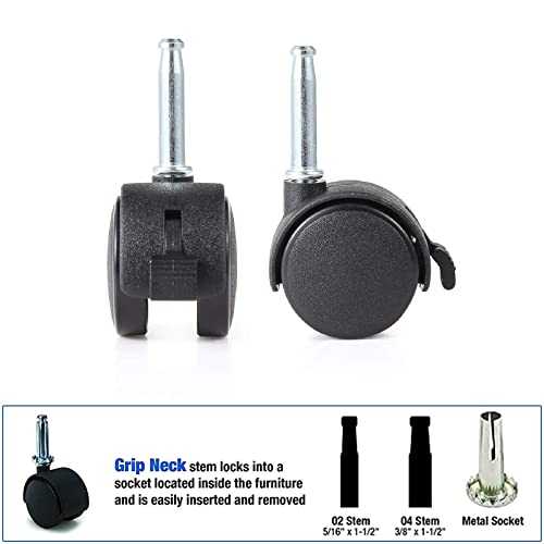 MCAMPAS 2 Pack Lock Swivel Caster Replacement Parts for Weber Gas Grill Stem Casters-2.5 inch Caster Wheel