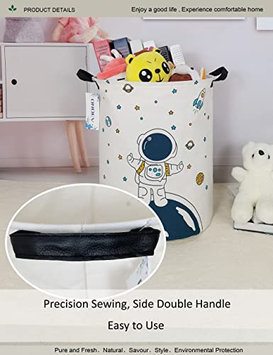 ONOEV Round Fabric Storage Bin,Decorative Basket,Organizer Basket with Handles,for Clothes Storage,books and sundries (Star astronaut), 19.7inch(H) x 15.7inch(D)