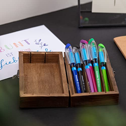 Schneider Slider Basic XB (Extra Broad) Ballpoint Pen, 1.4 mm, Transparent Barrel, Assorted Ink Colors, Pack of 8 Pens (151298)