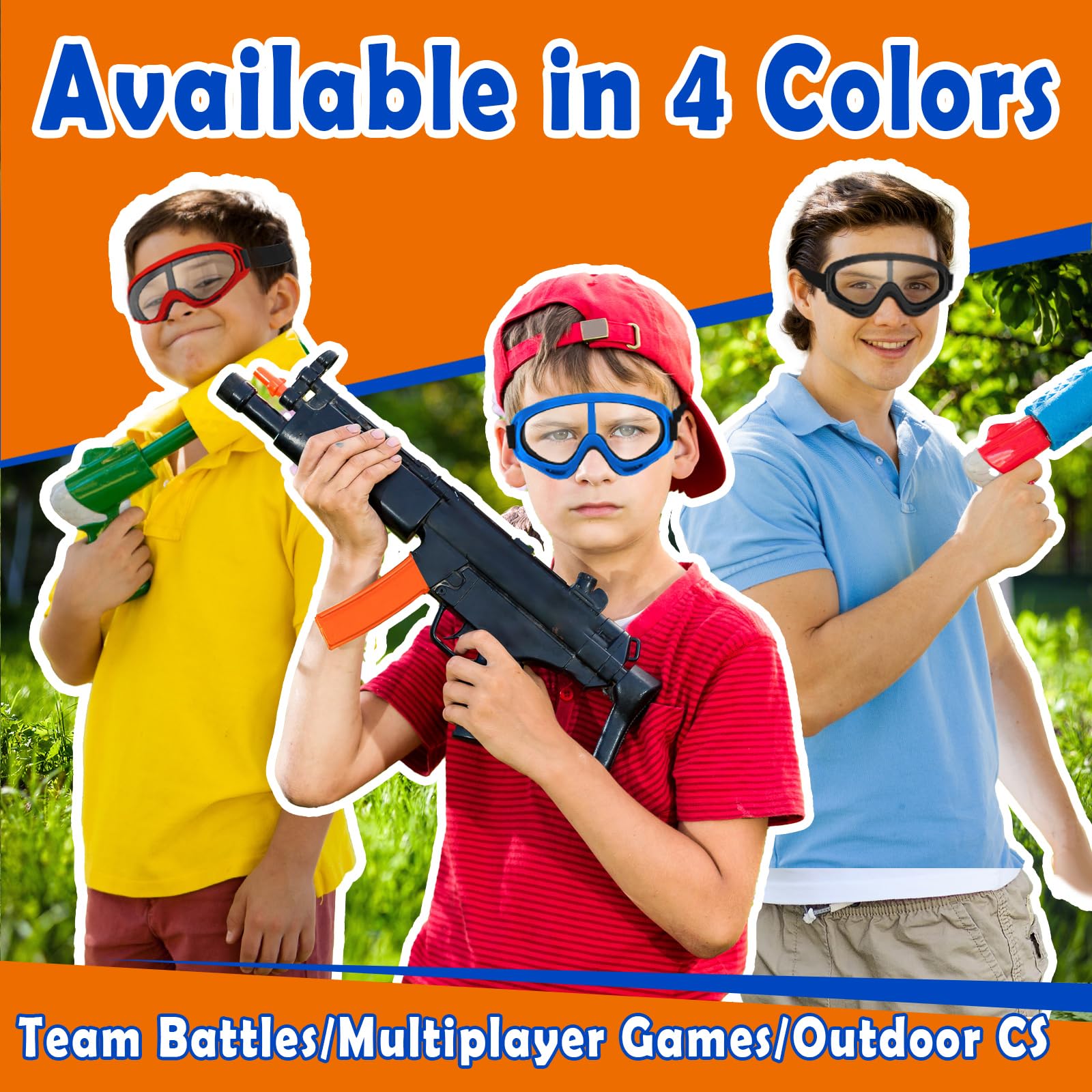 POKONBOY 4 Pack Protective Goggles Safety Glasses Eyewear Compatible with Nerf Guns for Kids Teens Game Battle (4 Colors)