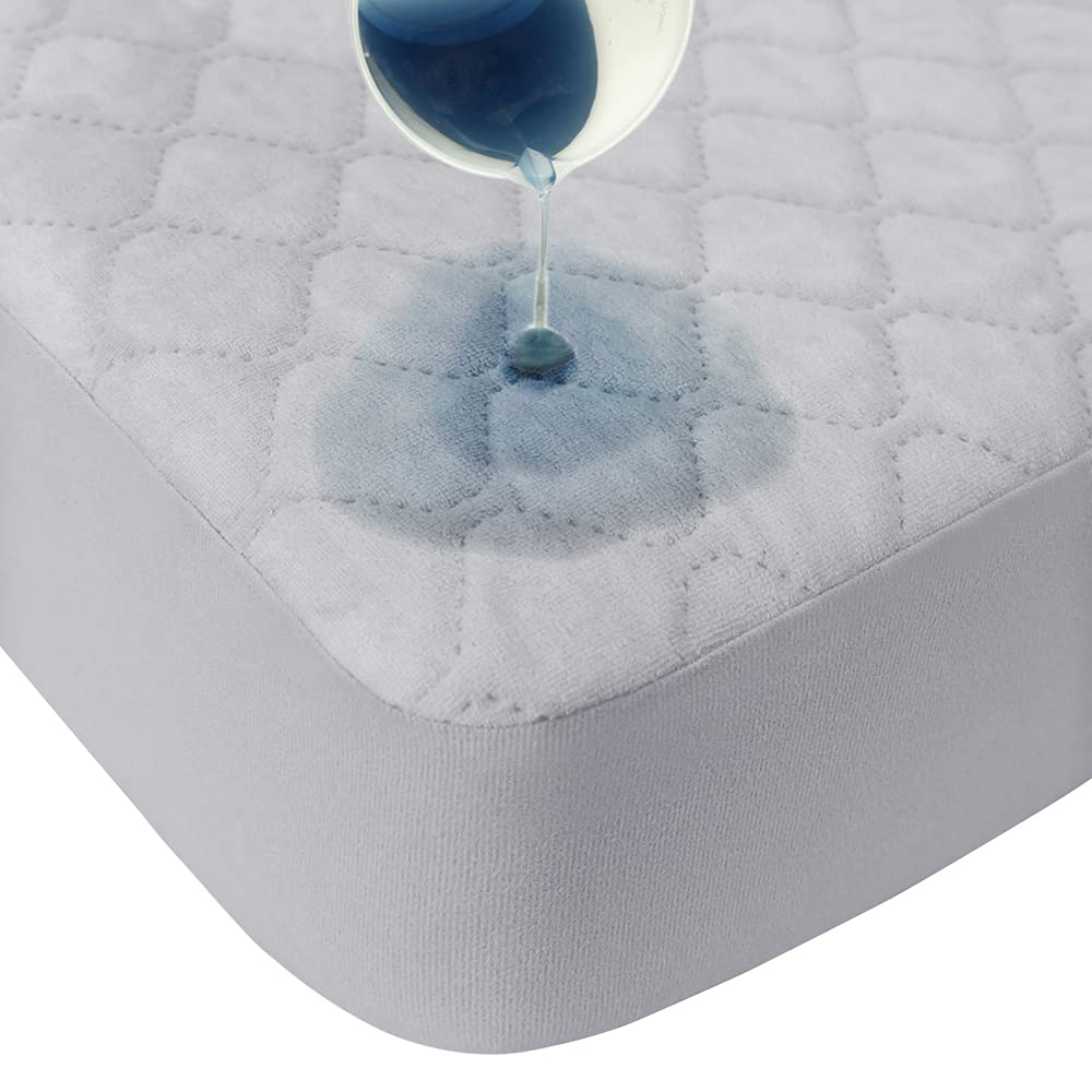 BlueSnail Waterproof Quilted Pack N Play Mattress Cover - Fits All Baby Portable Mini Cribs, Play Yards and Foldable Mattresses (2 Pack, White)