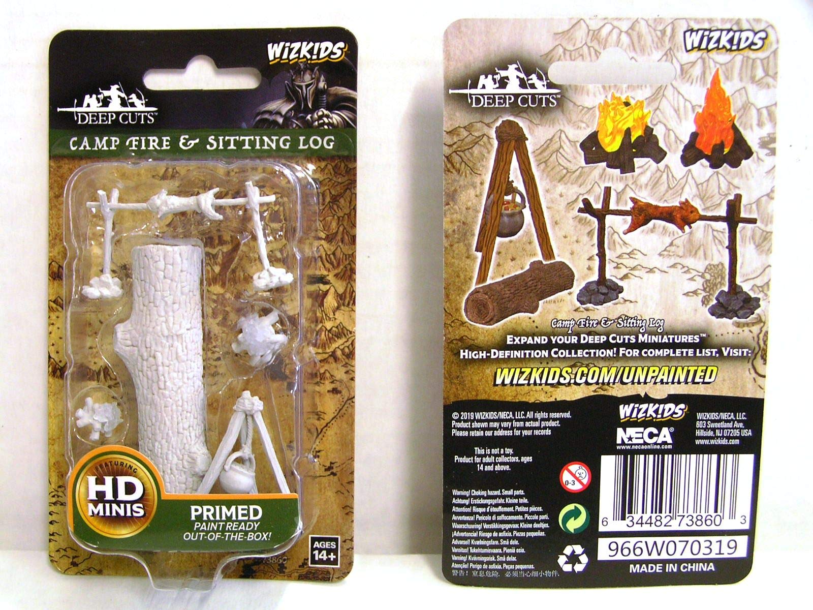 WizKids Deep Cuts Unpainted Miniatures Terrain: Wave 10: Camp Fire & Sitting Log