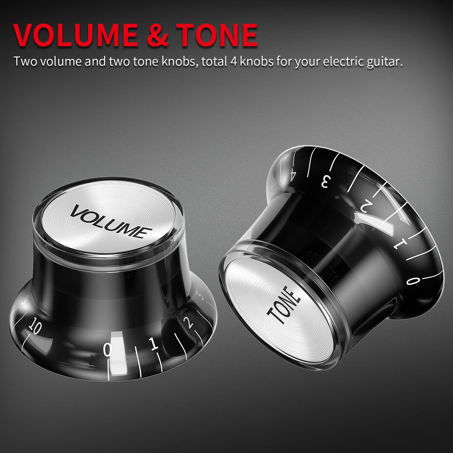 DAIERTEK Guitar Knobs Volume Tone Control Electric Guitar Knobs Top Hat Style Knob 6MM Shaft Hole Black Guitar Knobs for Gibson Epiphone Les Paul Electric Guitar